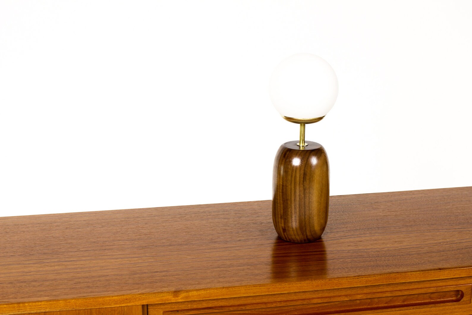 Studio Craft Walnut Table Lamp Lathe Turned With Glass Globe Brass TL8 ...