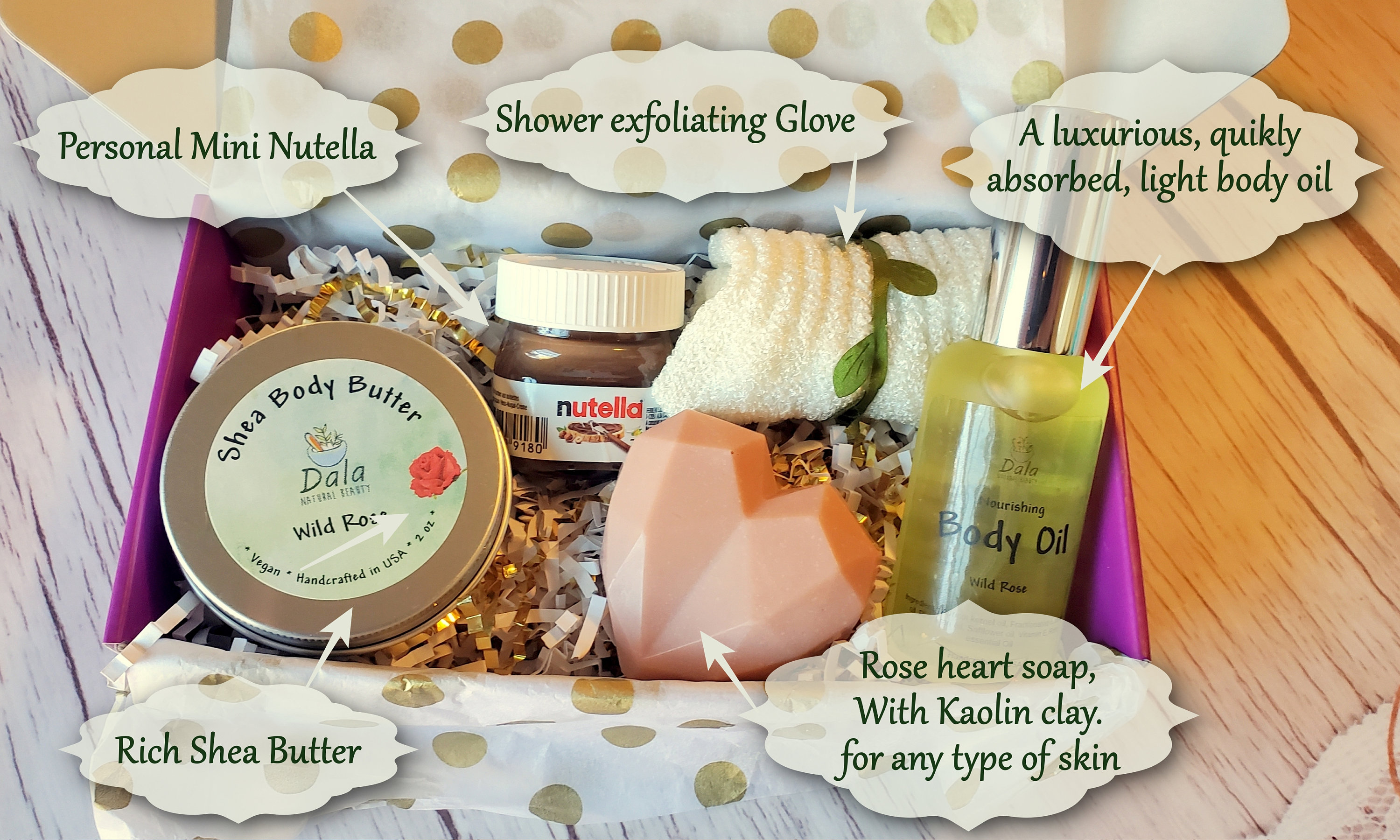 Rose Spa Gift Set, Self Care Gift Box, Natural Skin Care, Grandma Care ...