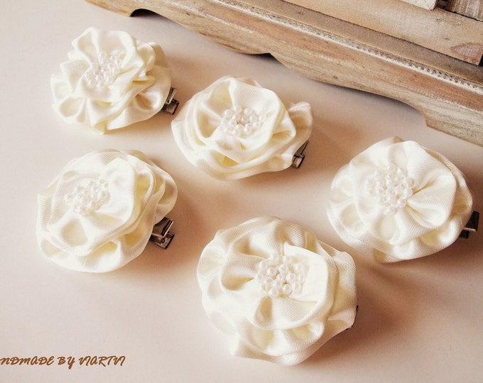 Ivory Flower Hair Clips , Wedding Hair Accessories, Hair Clip 2 Inches ...