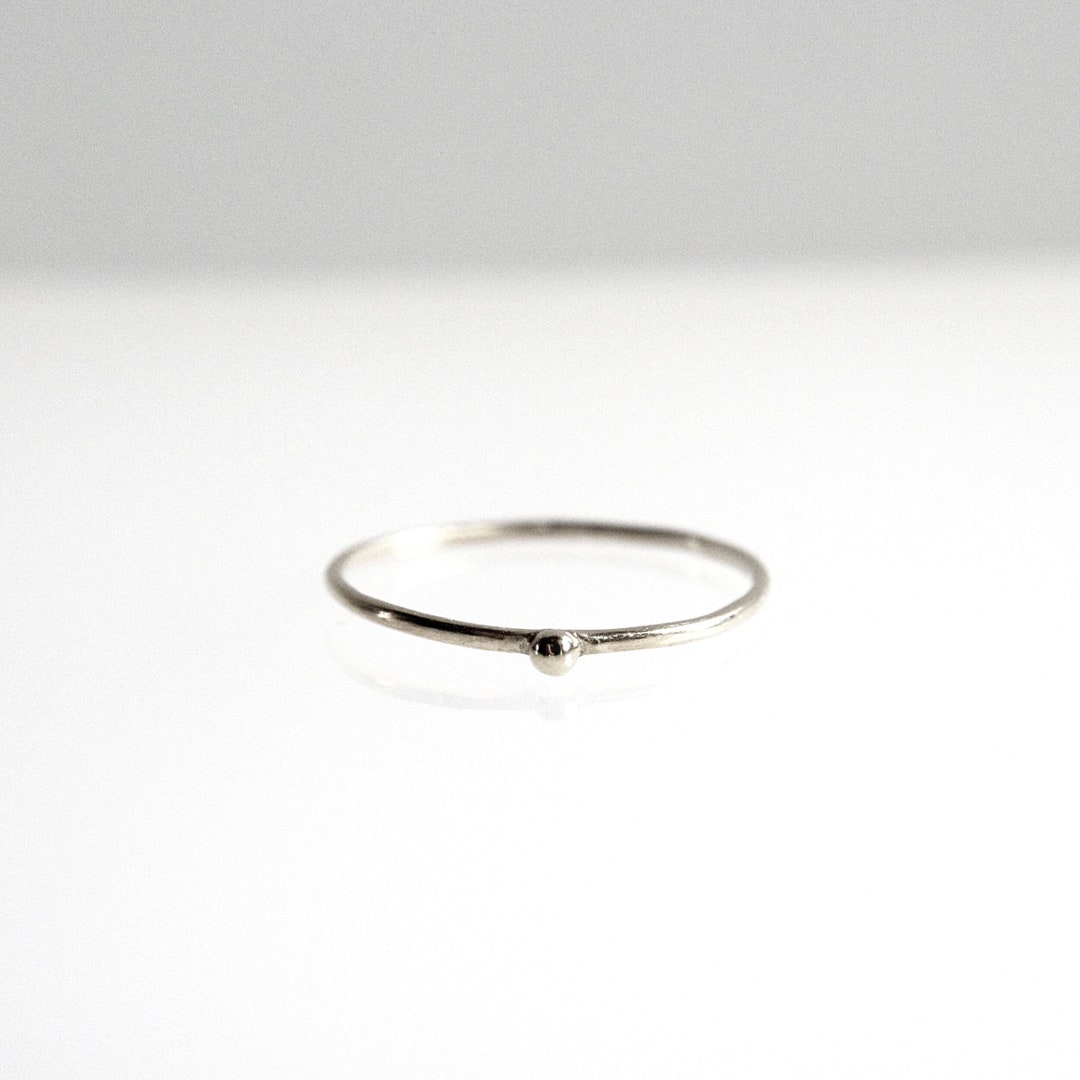 Thin Gold Ring Tiny Ball Ring Thin Gold Ring, Dot Ring, Dainty Bead ...