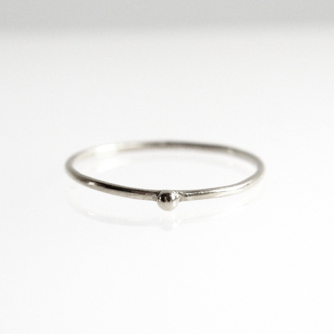Minimalist Sterling Silver Dot Ring: Dainty Stacking Band - Etsy