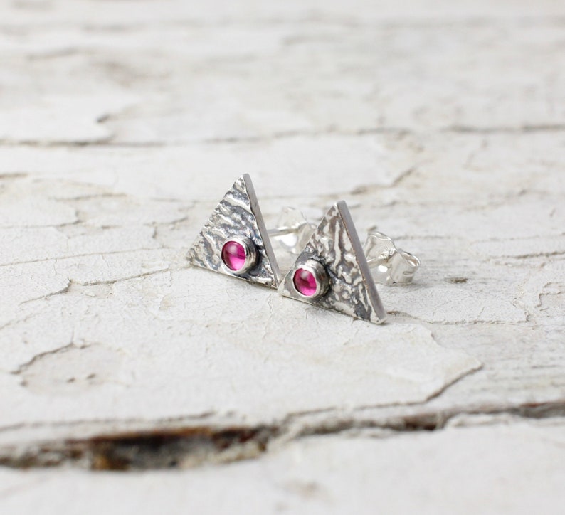 Pyramid Studs With Lab Created Rubies Handmade In Recycled | Etsy