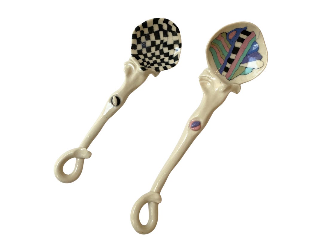 Caroline Koons Pair of Pottery Spoon Art Pieces - Etsy