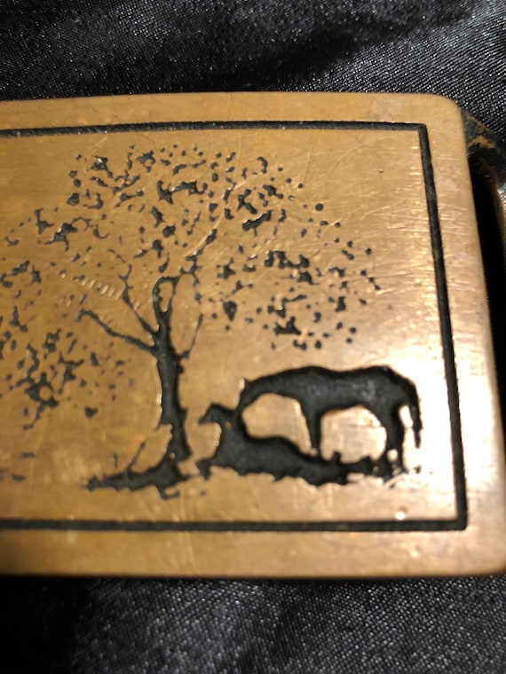 Vintage beautiful Tech ether belt buckle Two Horses - Gem