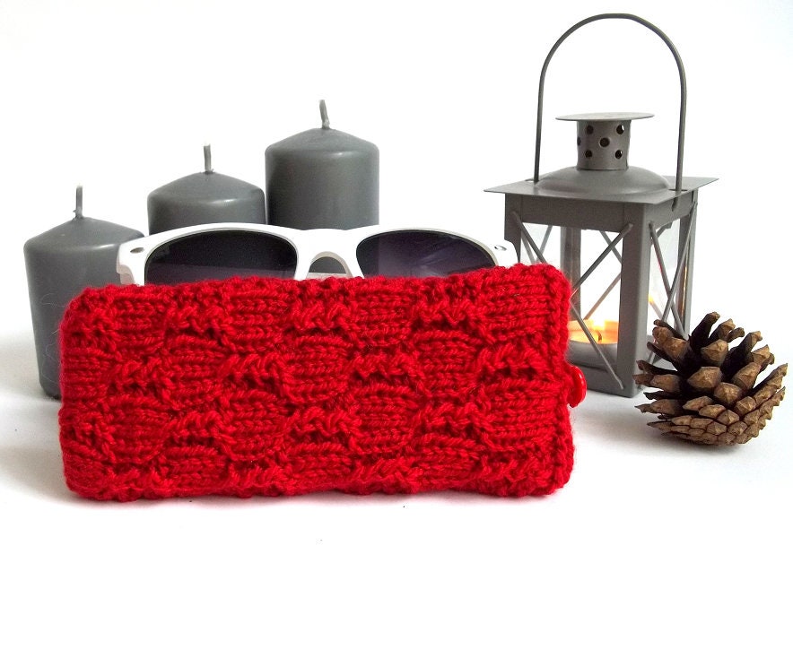 Red Glasses Case Soft Eyeglasses Case Knitted Reading Etsy