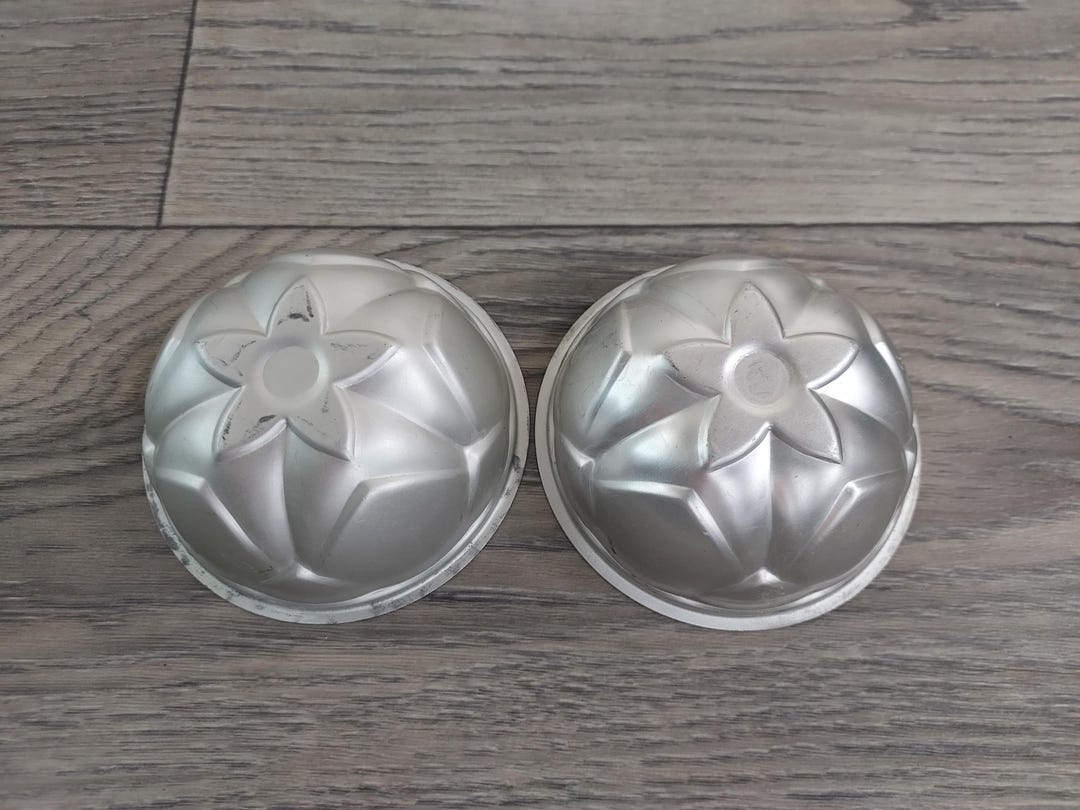 Lot of 2 Aluminum Mini-dome Cake or Jell-o Mold Pans Tiny Personal Size ...