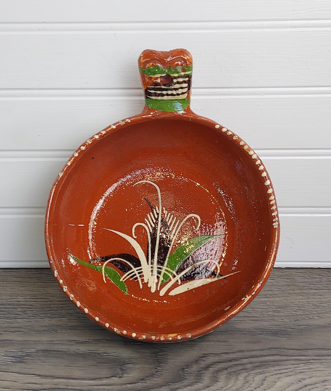 Vintage Mexican Redware Clay Tlaquepaque Folk Art Handled Bowl, Antique ...