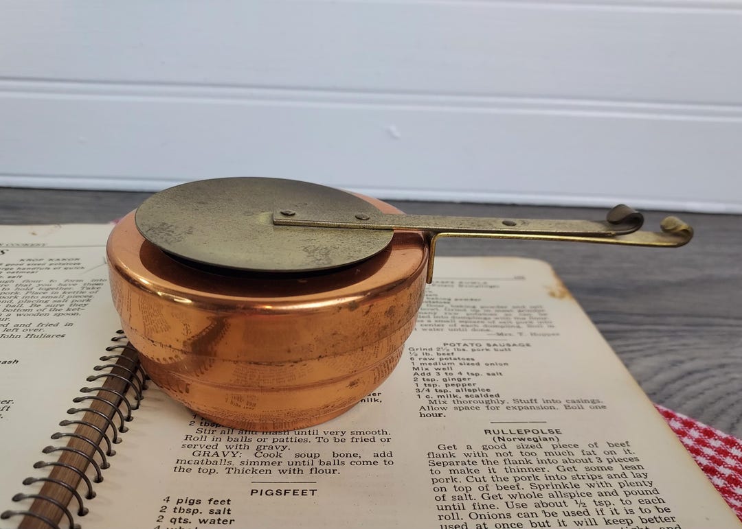 Small Copper Chaffing Dish With Solid Brass Lid & Handle, Vintage MCM ...