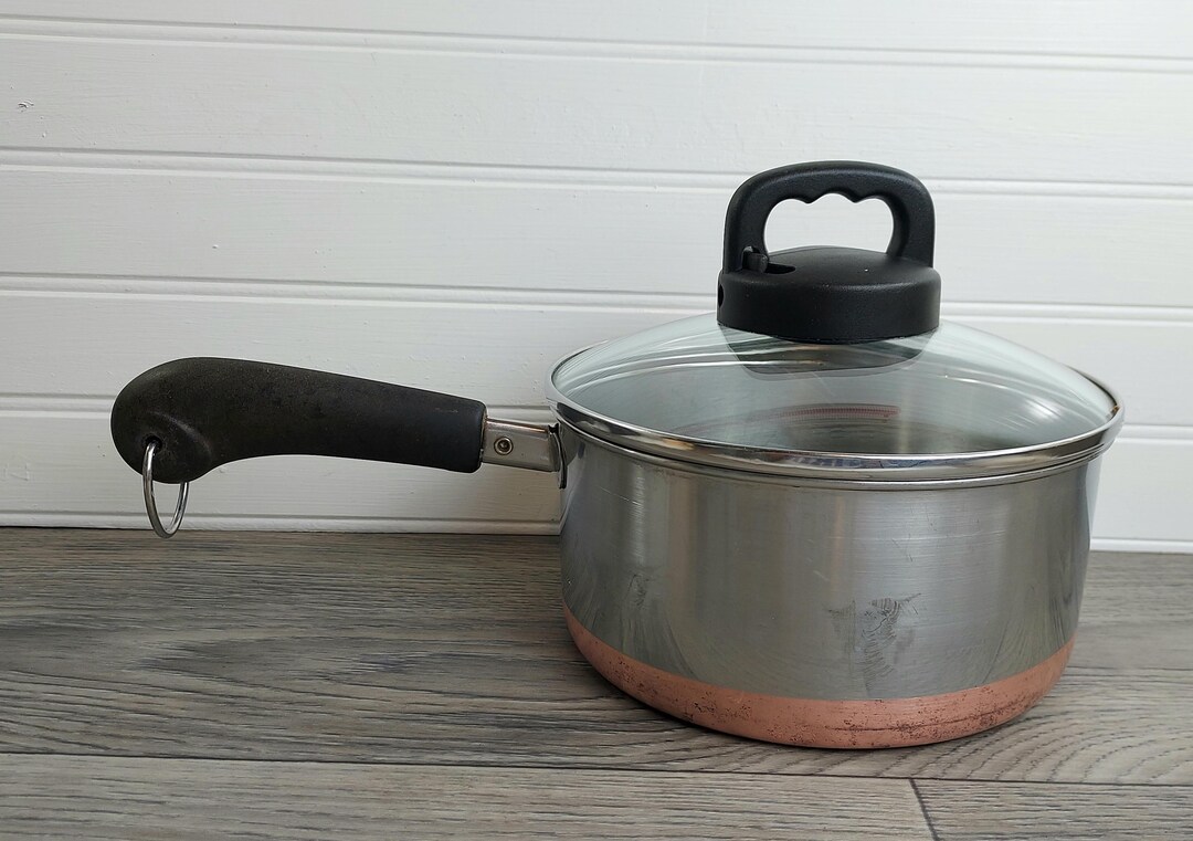 Vintage 1801 REVERE 2 Quart Copper Clad Bottom Saucepan With ...