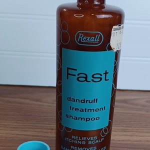 Vintage REXALL Fast Dandruff Treatment Shampoo in Amber Glass Bottle, 8 ...