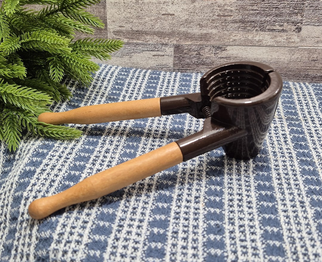 Vintage Heavy-duty Cone Shape Nutcracker With Wood Handles Walnuts ...