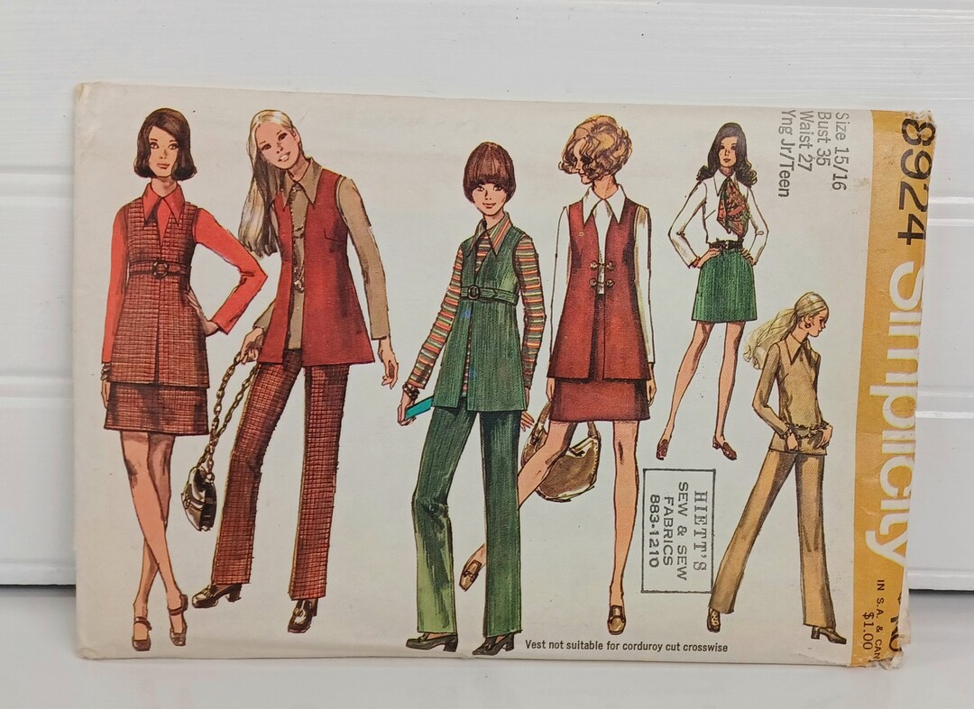 Vintage Simplicity 8924 Sewing Pattern Misses/juniors Vest, Skirt ...