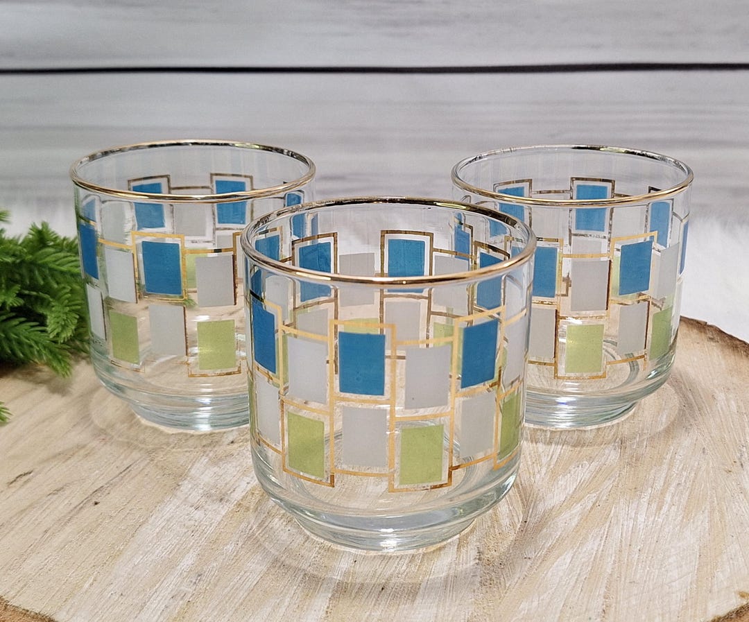 Set of 3 - Vintage Libbey NORDIC Glasses Retro Cocktail Barware Rocks ...
