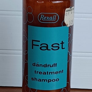 Vintage REXALL Fast Dandruff Treatment Shampoo in Amber Glass Bottle, 8 ...