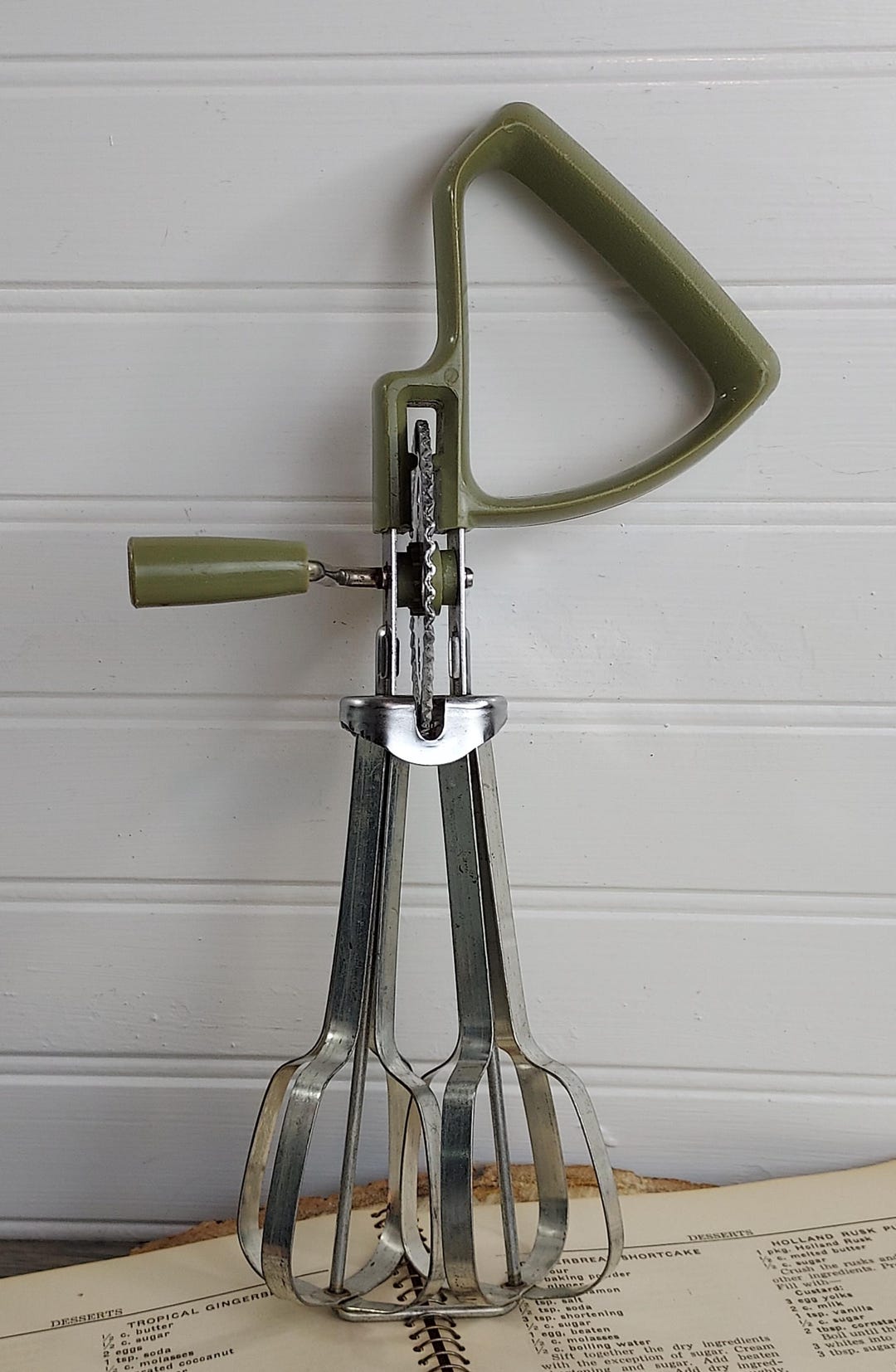 Vintage EKCO Stainless Steel Egg Beater Hand Powered Beater Mixer With ...