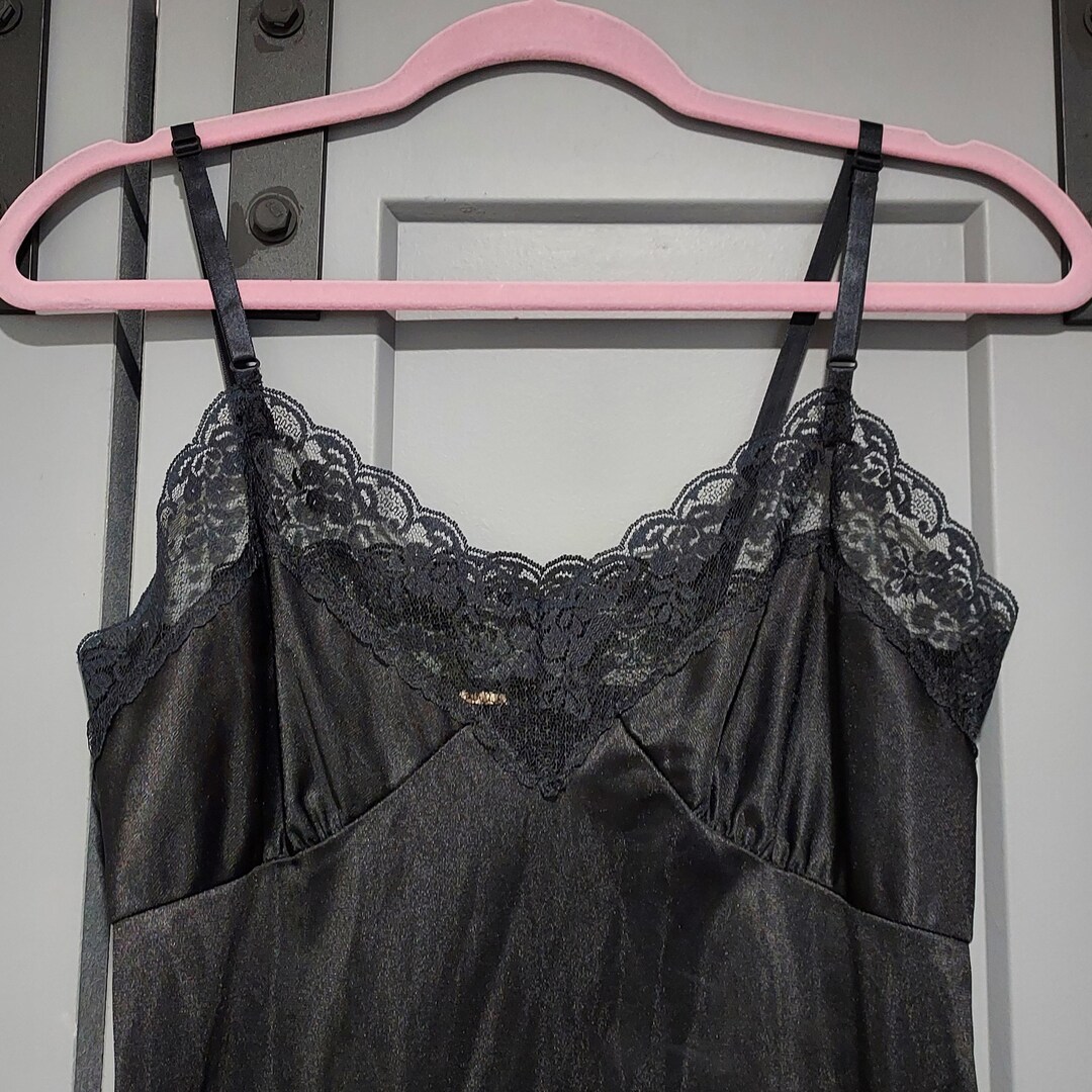 Vintage Women's Full Slip, BLACK Slip Dress Size Medium, With ...