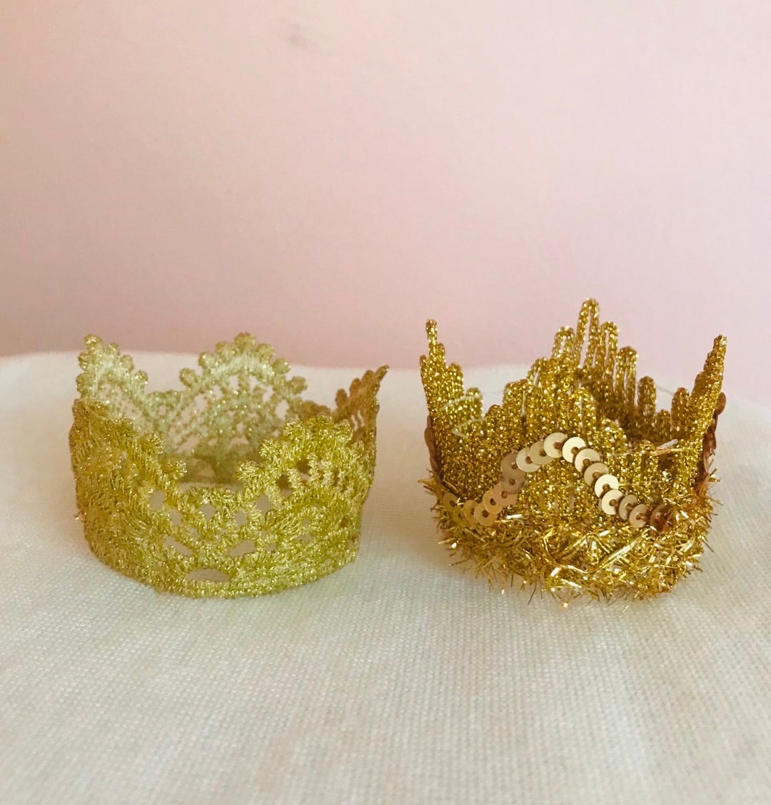 Pet Crown SET of 2 Crowns Gold and Silver Lace Crown Pet Accessories ...