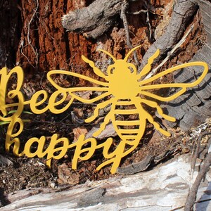 Rustic 'bee Happy' Metal Sign: Powder Coated Outdoor Art - Etsy