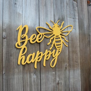 Rustic 'bee Happy' Metal Sign: Powder Coated Outdoor Art - Etsy