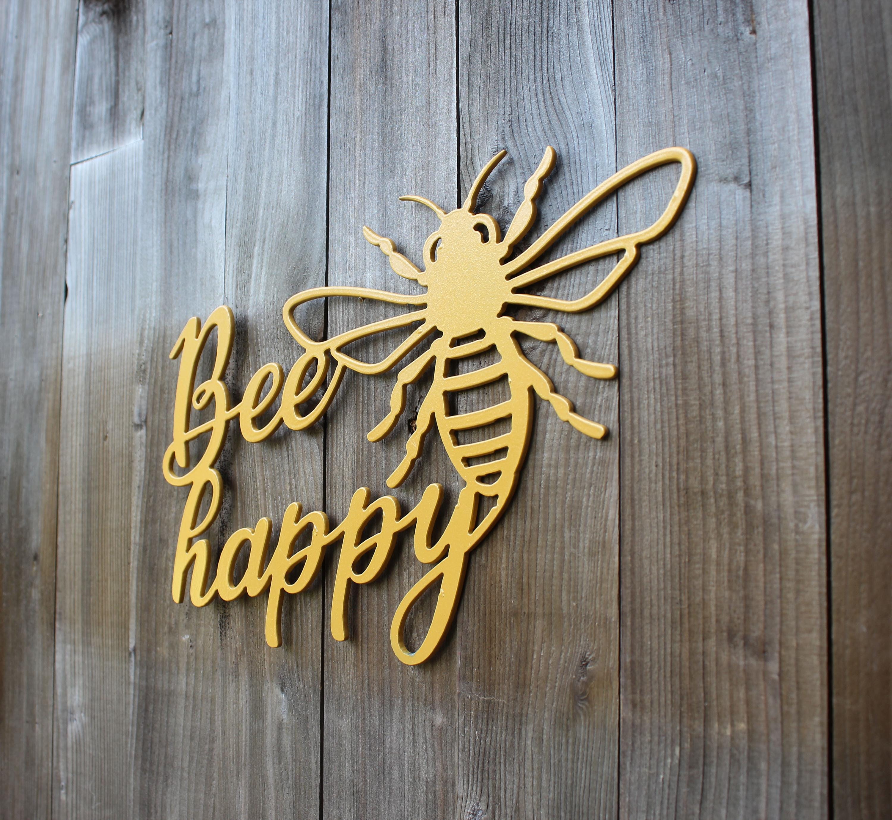 Rustic 'bee Happy' Metal Sign: Powder Coated Outdoor Art - Etsy