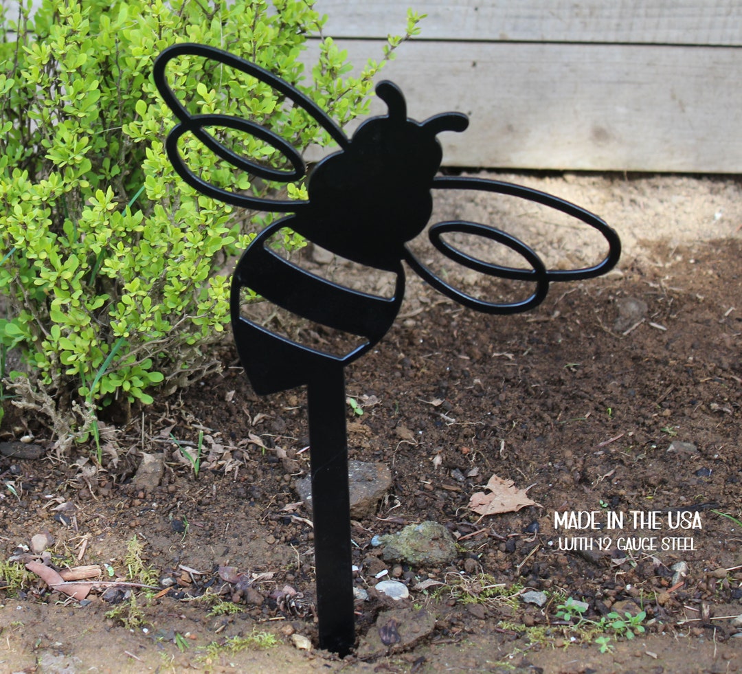 Rustic Metal Bee Yard Stake, Bee Theme Outdoor Decor Garden Stake, Bee ...