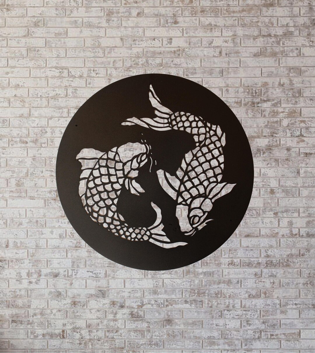 Unique Koi Fish Design Metal Sign, Koi Fish Wall Art, Yin and Yang ...