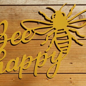 Rustic 'bee Happy' Metal Sign: Powder Coated Outdoor Art - Etsy