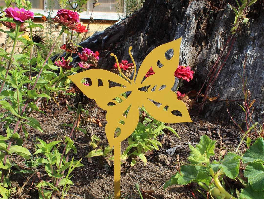 Colorful Metal Butterfly Yard Stake: Rustic Garden Decor - Etsy