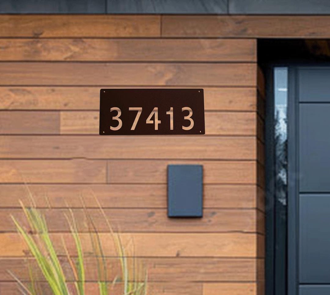 Modern Metal Address Sign With Custom House Number, Custom Address Sign ...