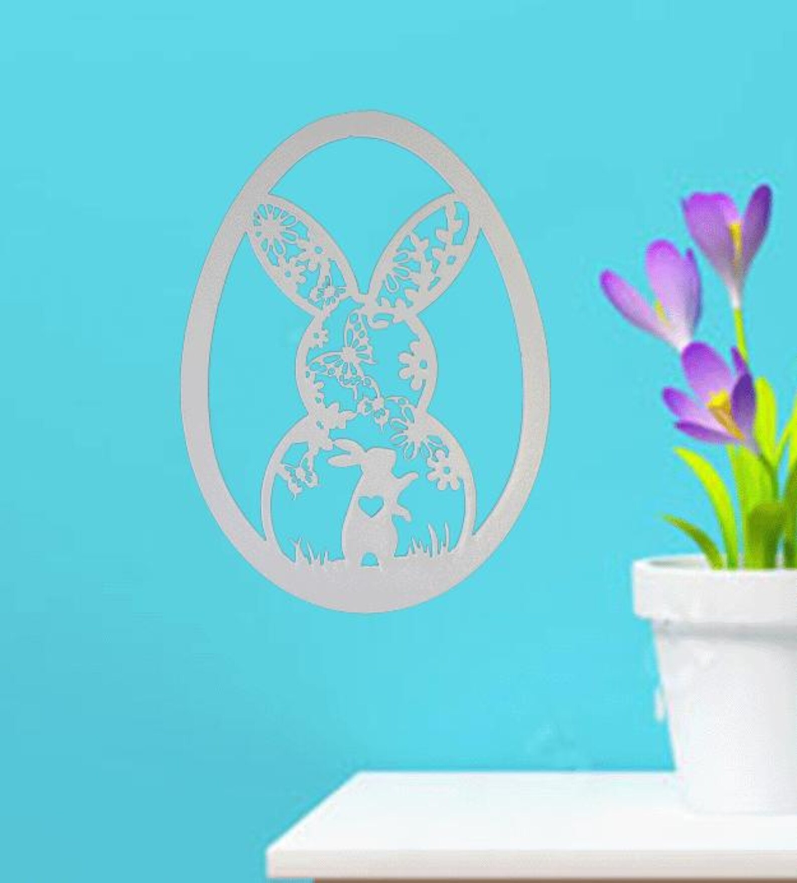 Handcrafted Easter Bunny Metal Wall Art: Powder Coated Decoration - Etsy