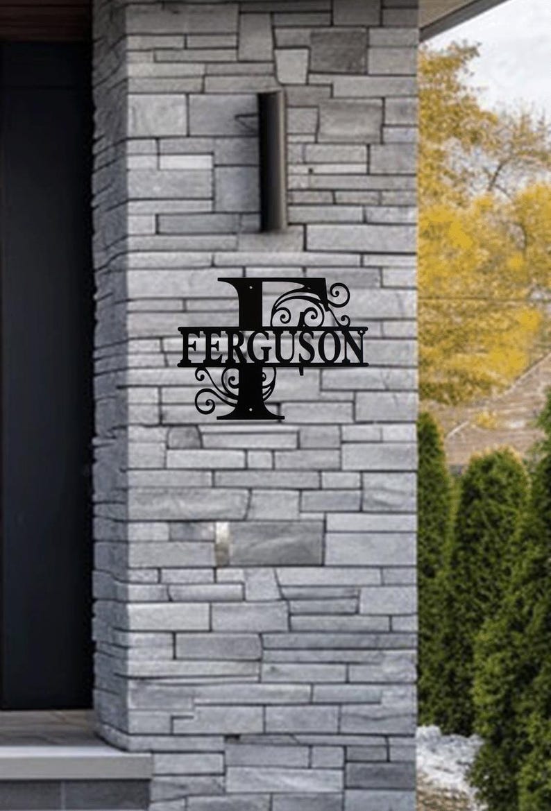 Custom Family Name Metal Monogram Sign, Powder Coat Finish - Etsy