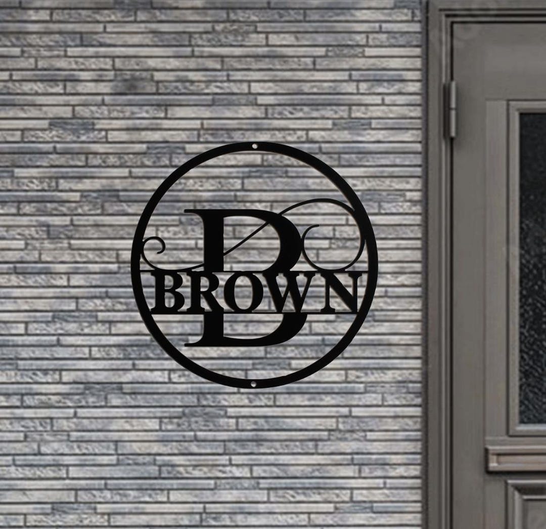 Personalized Metal Monogram Sign - Custom Home Decor, Initial and Last ...