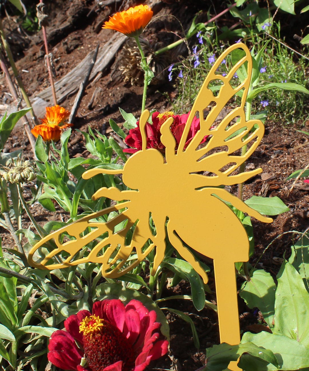 Decorative Bee Garden Stake - Metal Art for Outdoors, Bumble Bee, Metal ...