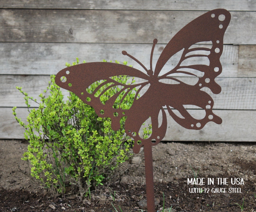 Handmade Metal Butterfly Yard Stake: Rustic Garden Decor - Etsy