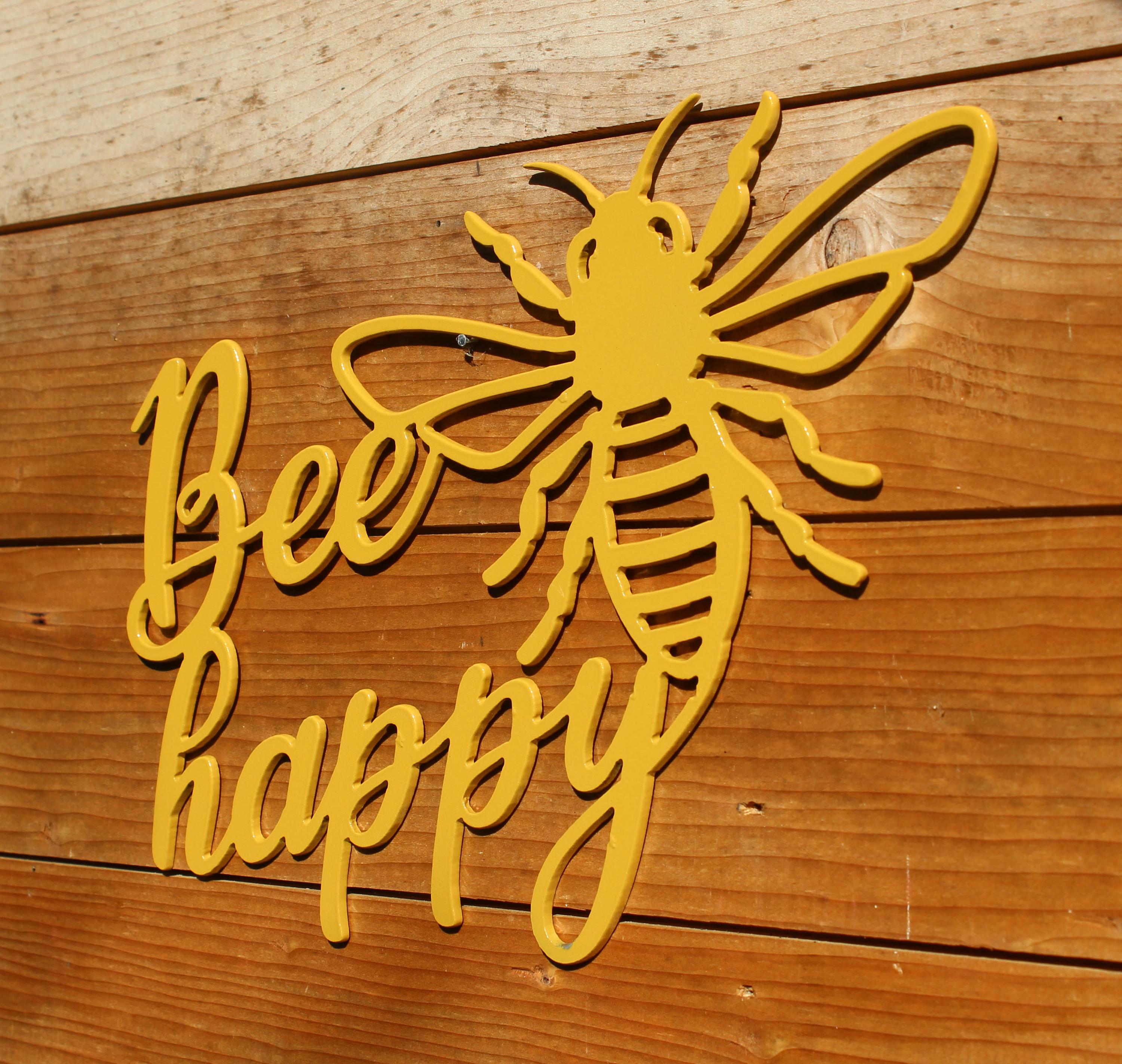 Rustic 'bee Happy' Metal Sign: Powder Coated Outdoor Art - Etsy