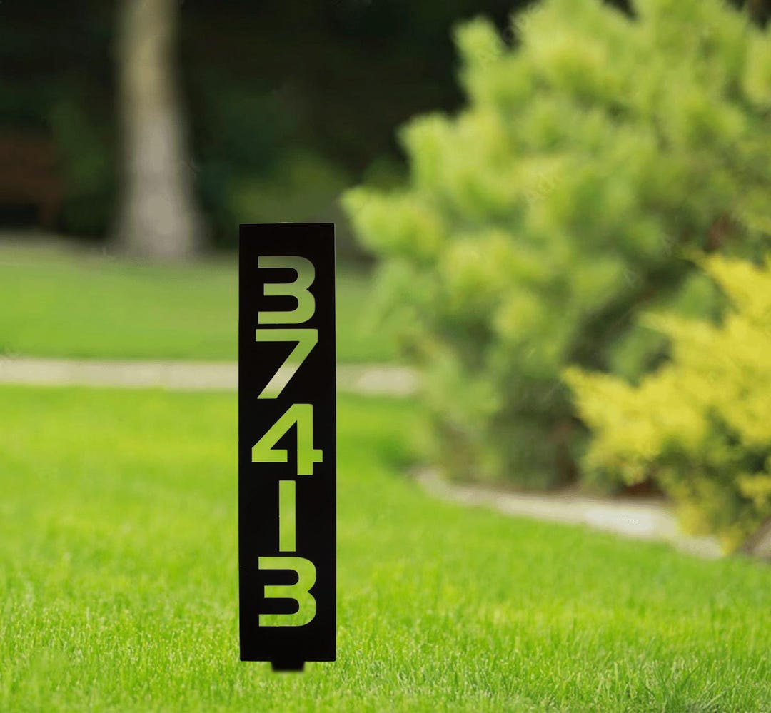 Personalized Outdoor Metal Address Stake - Custom House Number Sign ...