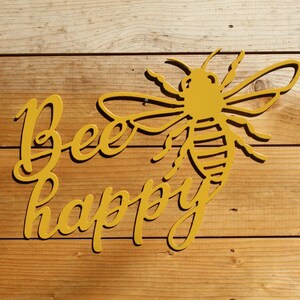 Rustic 'bee Happy' Metal Sign: Powder Coated Outdoor Art - Etsy