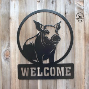 Rustic Metal Pig Welcome Sign: Farmhouse Front Porch Decor - Etsy
