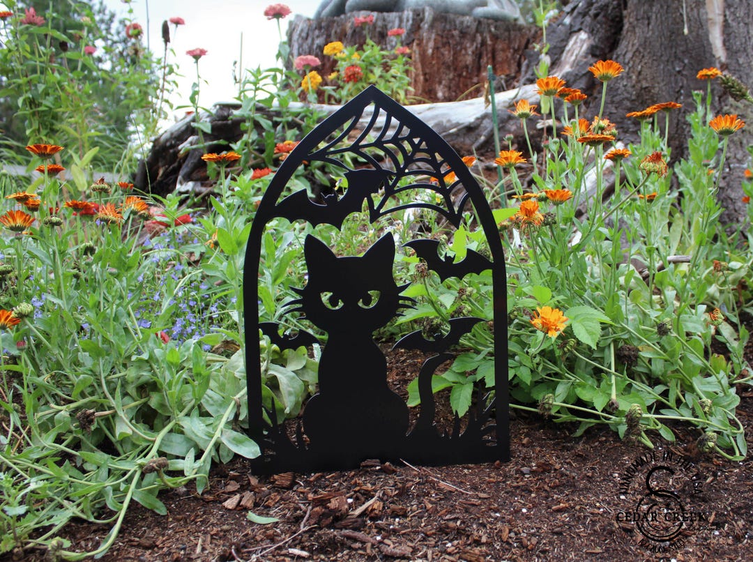 Halloween Arch Yard Stake, Black Cat, Bats, Spider Web, Spider ...
