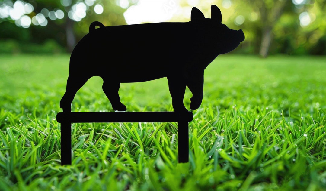 Country Pig Yard Stake - Metal Art for Lawn, Farm Yard Stake, Farm ...