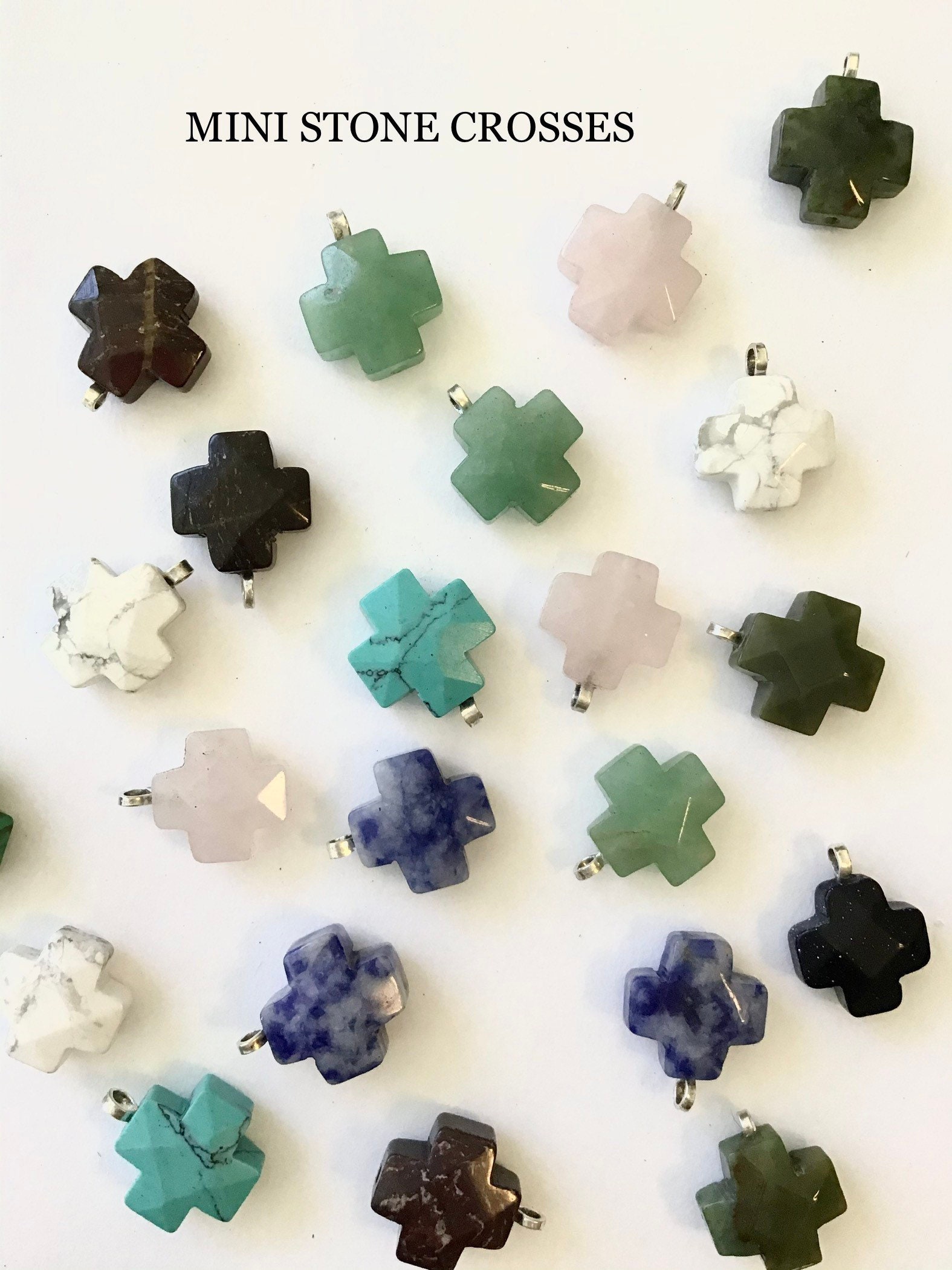 Mini Stone Cross Necklace. Sterling Silver. - Etsy