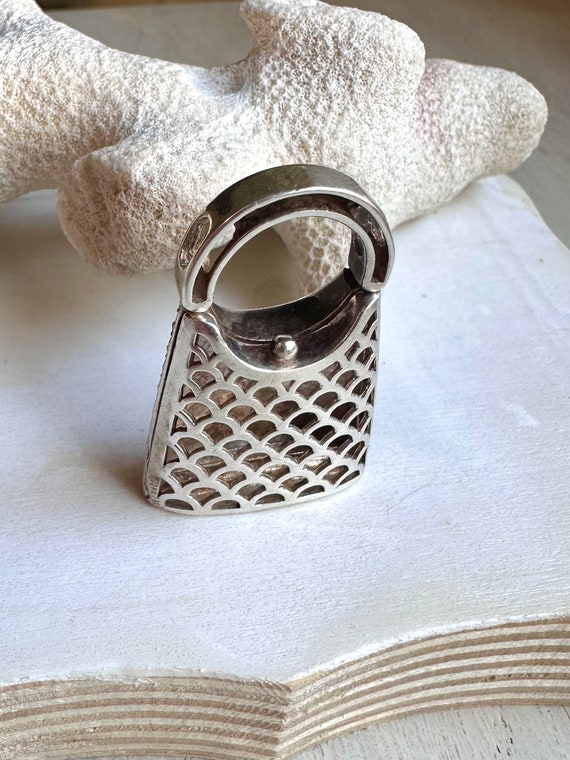 Vintage Clutch Bag Necklace. Sterling Silver Locket. - Gem