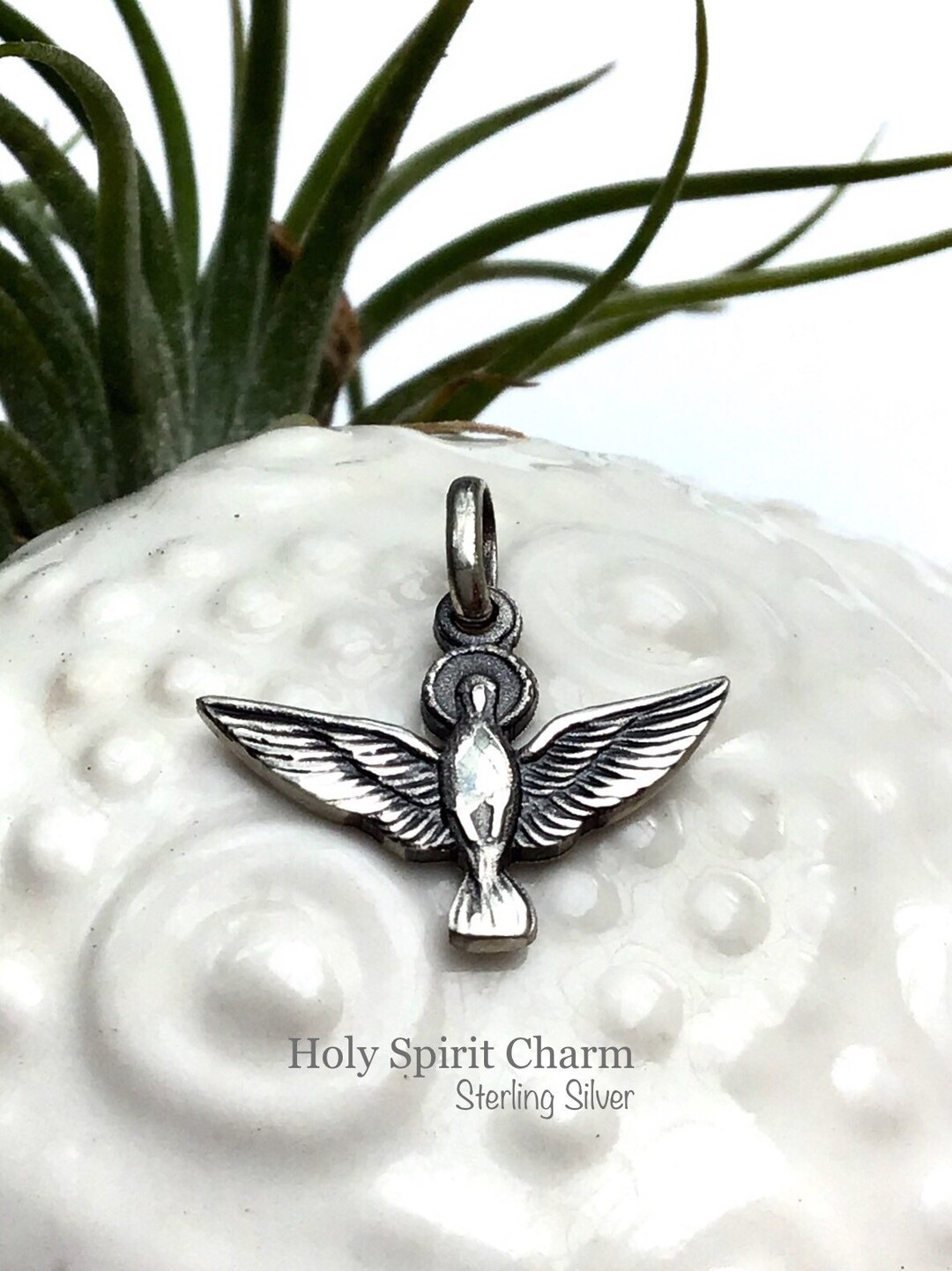 Holy Spirit Charm. Sterling Silver. - Etsy