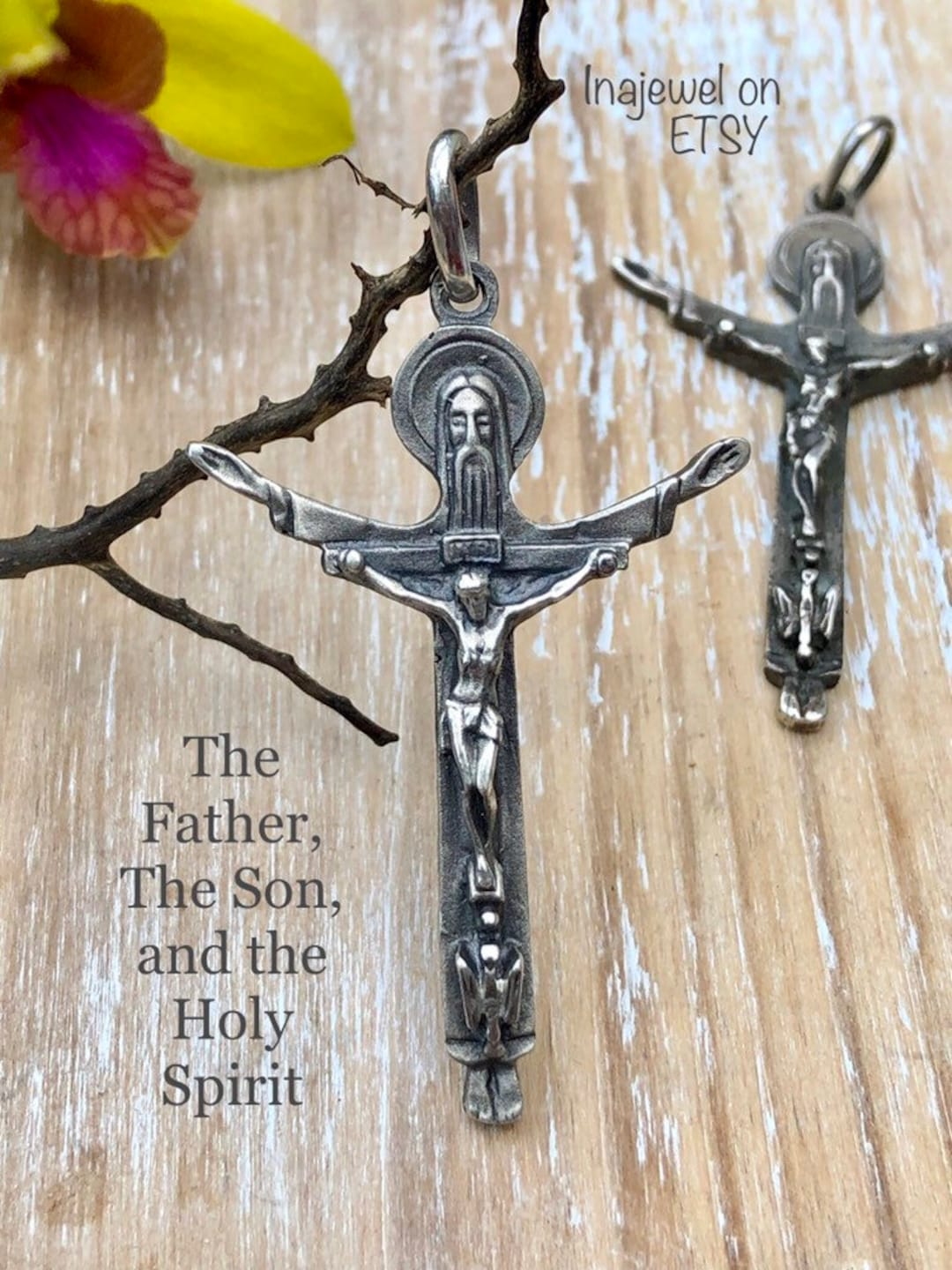 Holy Trinity Crucifix. Sterling Silver. - Etsy