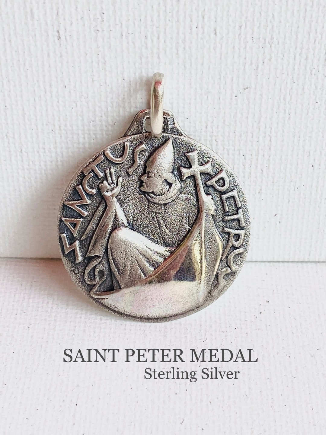 Saint Peter Medal. Sterling Silver. Large Size. - Etsy