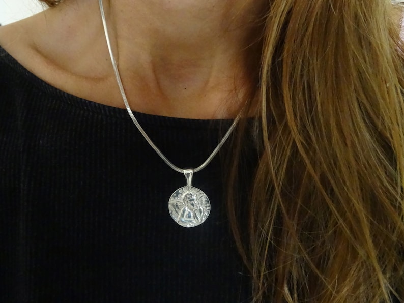 Guardian Angel medallion. Solid sterling silver. | Etsy