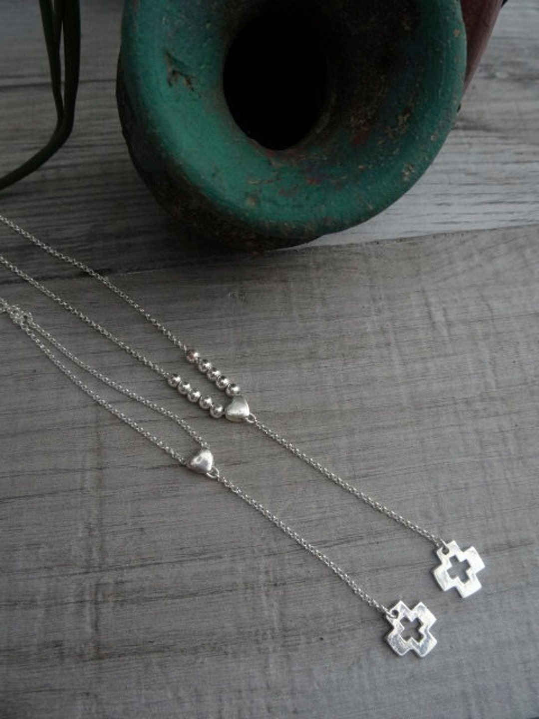 Lariat Cross Necklace. Hearts and Crosses. - Etsy