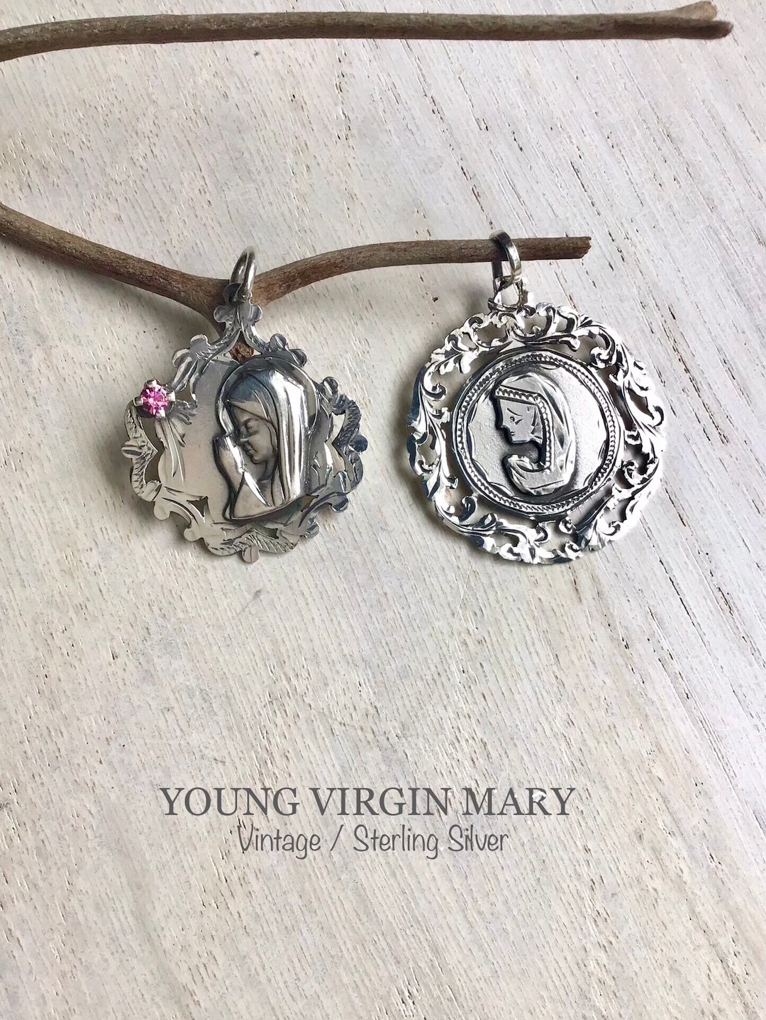 Blessed Virgin Mary Pendant. Vintage. Sterling Silver. - Etsy