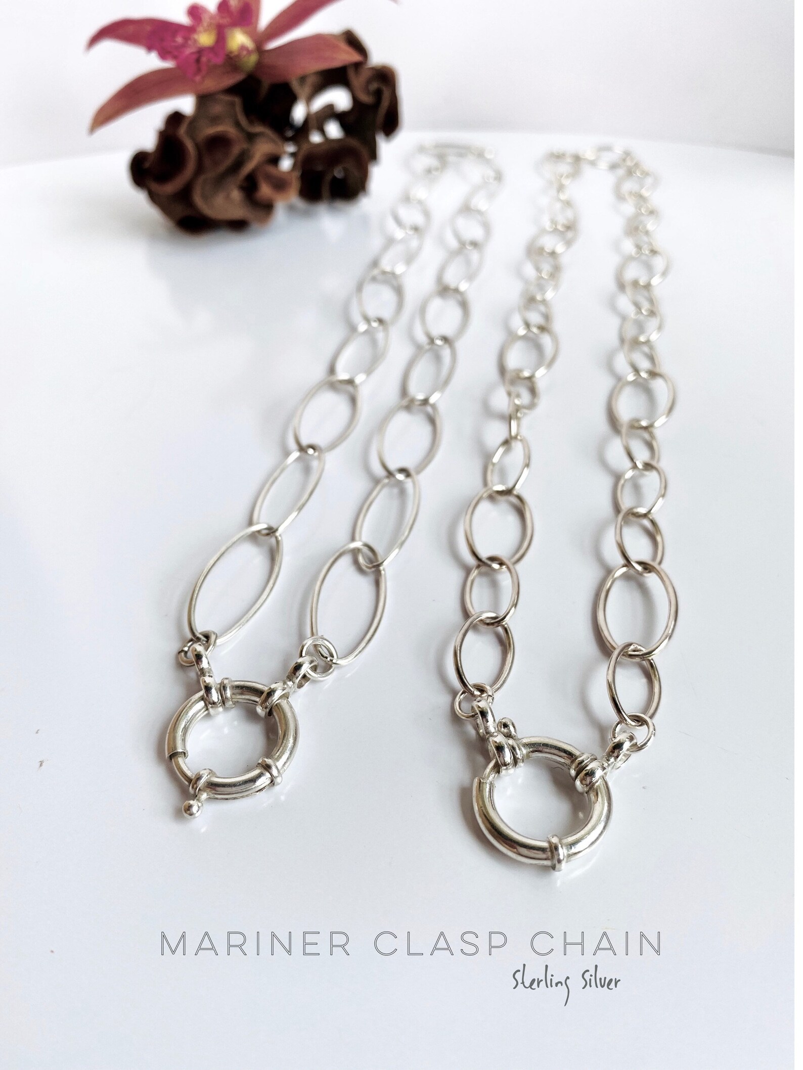 Mariner Clasp Chain for Pendants. Sterling Silver | Etsy