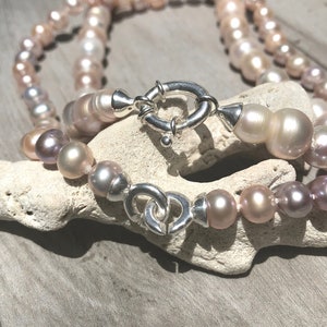 Fresh Water Twin-pearls Necklace Set. Handmade. Sterling Silver. - Etsy